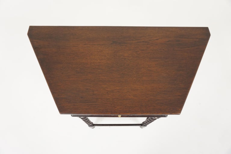 Antique Oak Table, Barley Twist Hall Table with Drawer, Scotland 1920 ...