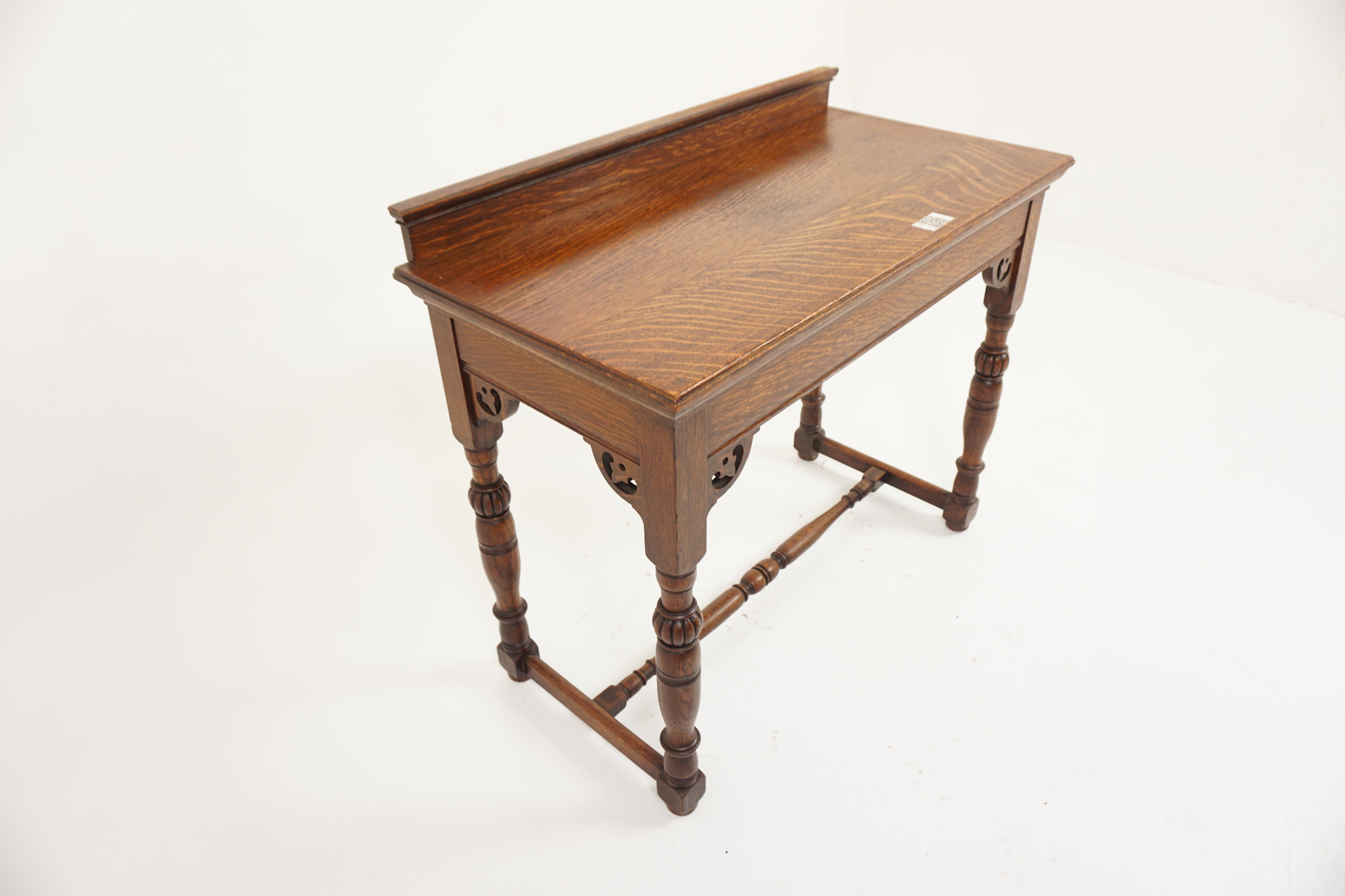 Antique Oak Table, Carved Tiger Oak Hall Table, Console, Scotland 1910 ...