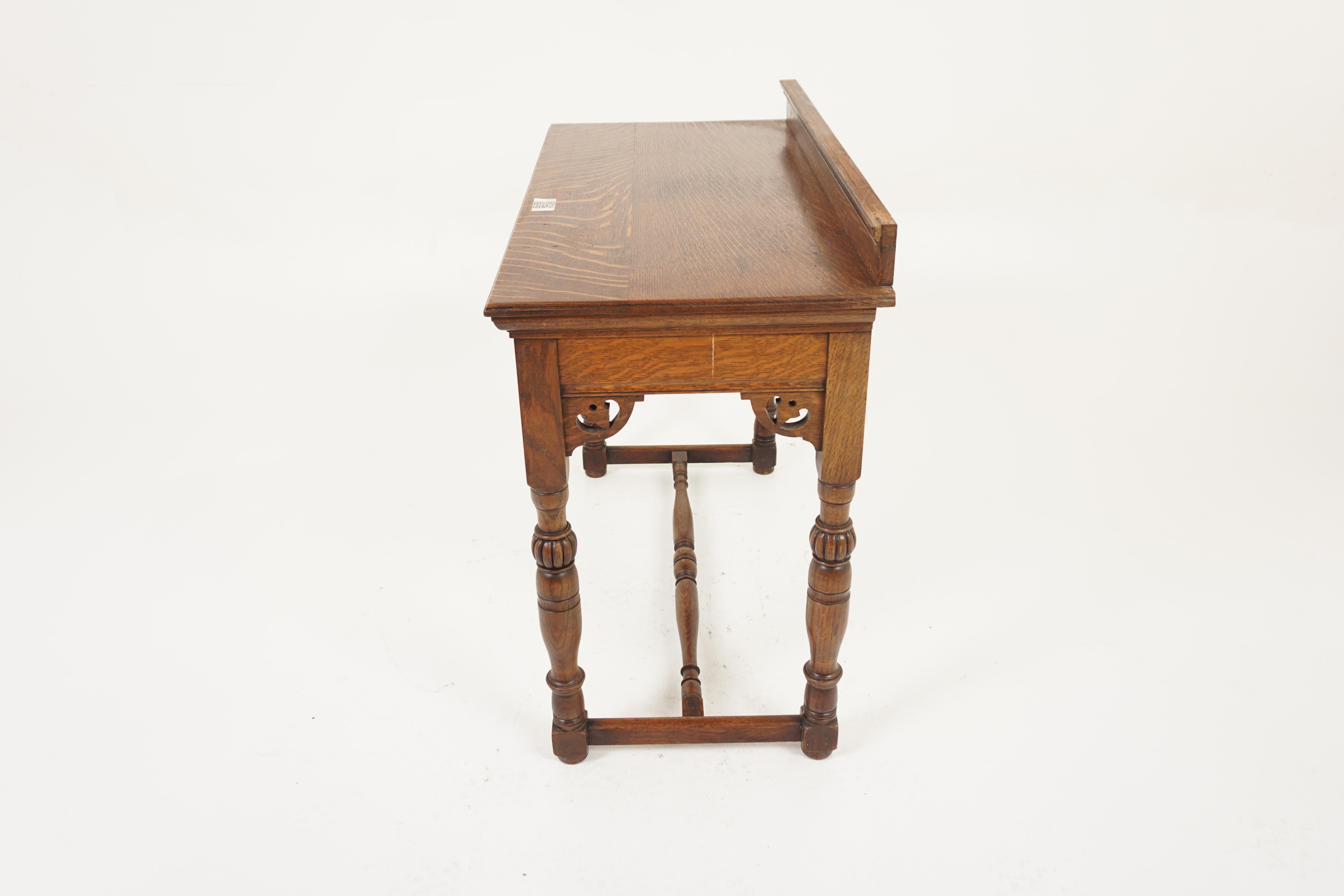 Antique Oak Table, Carved Tiger Oak Hall Table, Console, Scotland 1910, H962 For Sale at 1stDibs