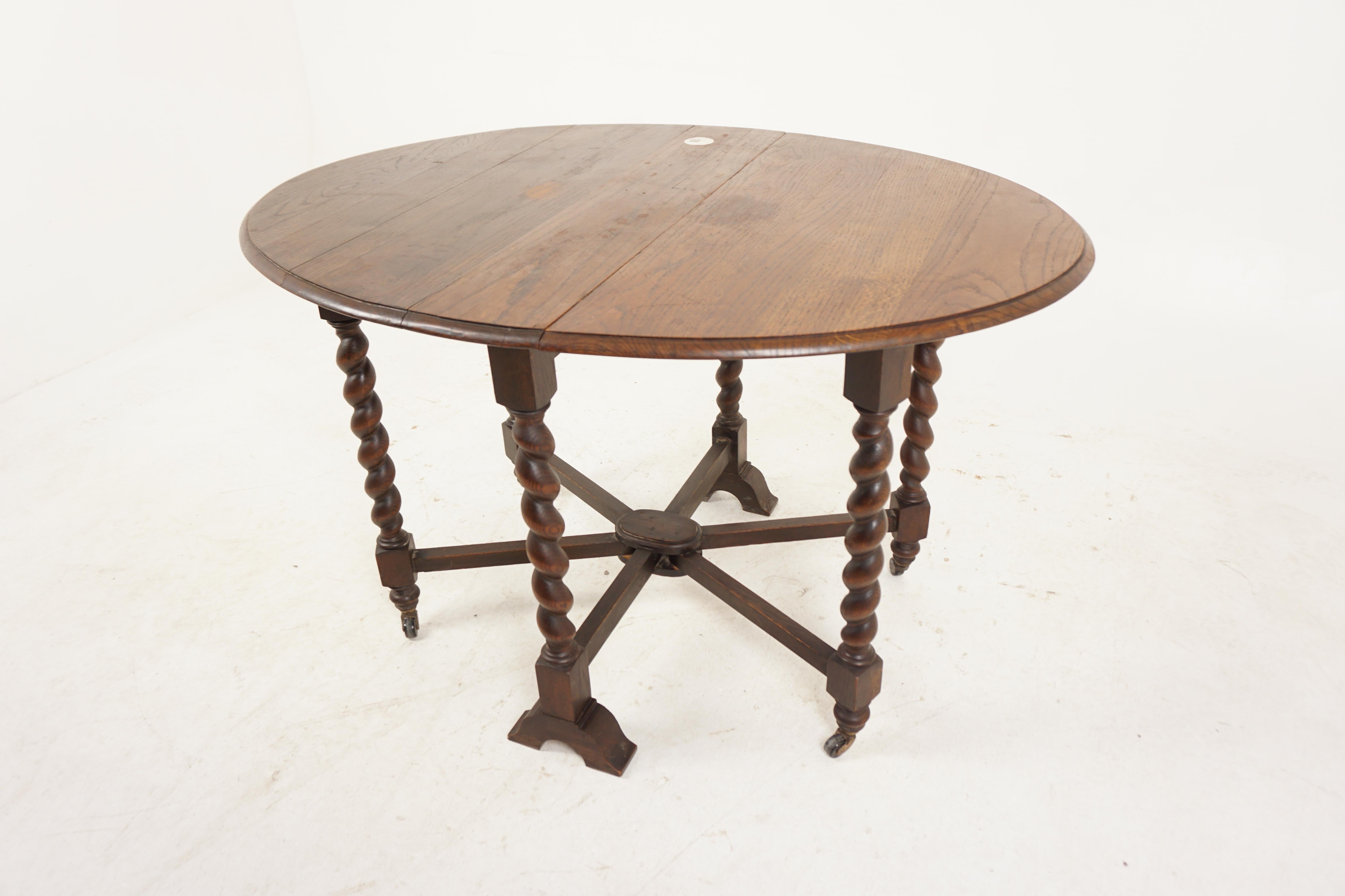 Antique Oak Table, Large Drop Leaf Dining Table, Scotland 1920, H1111 ...