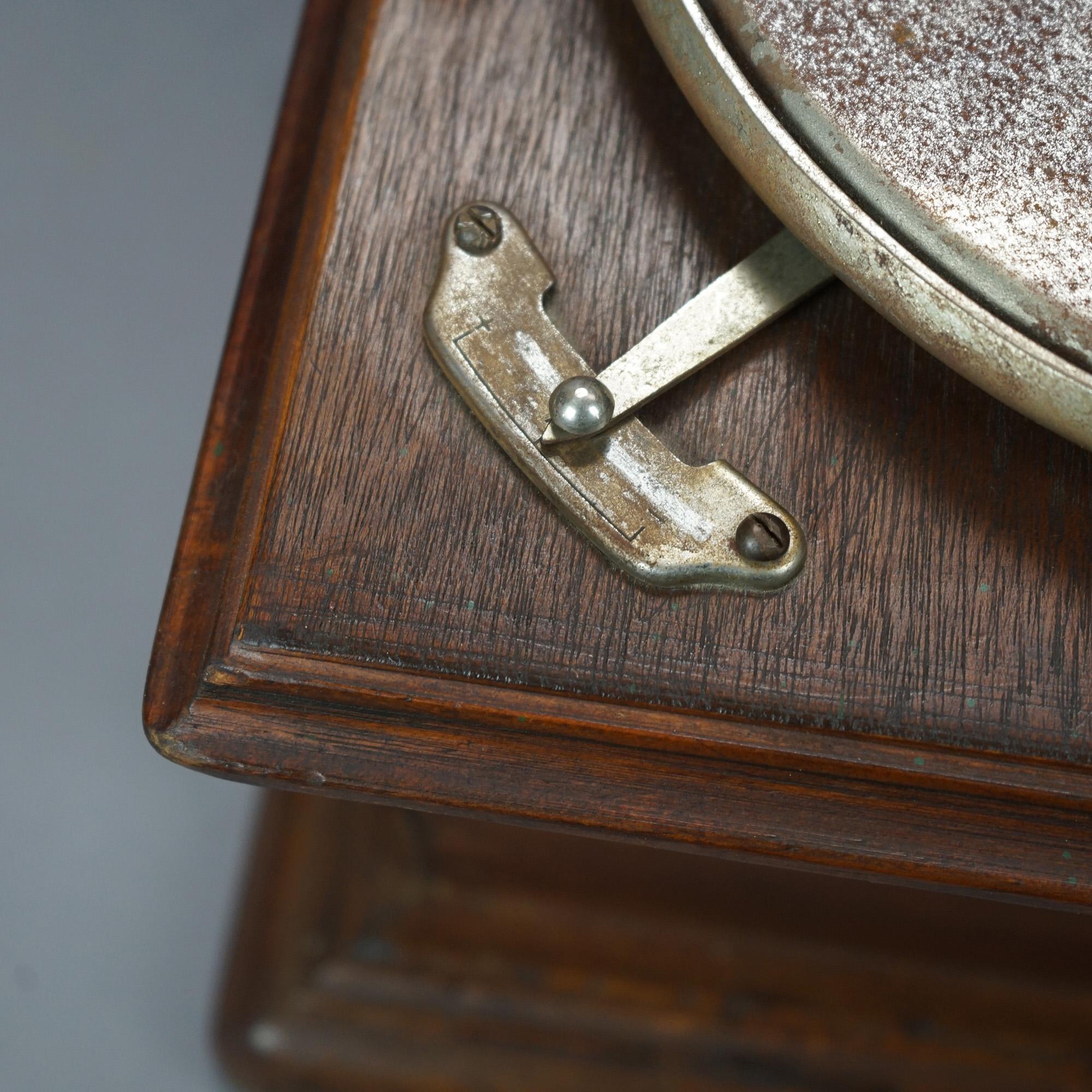 Antique Oak Table Top Phonograph with Horn, circa 1910 For Sale at 1stDibs