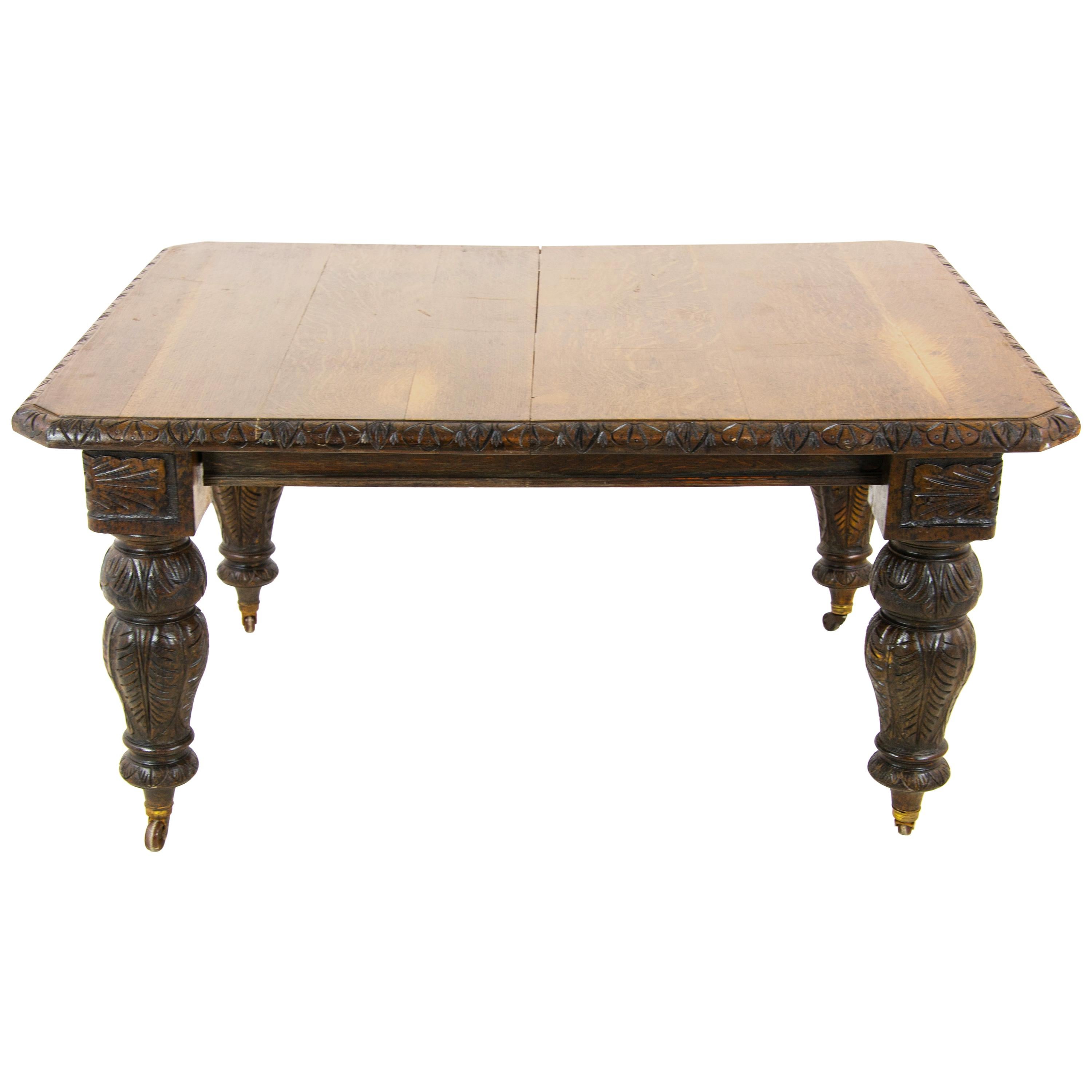 Antique Oak Table, Victorian Extending Table with Leaves, Scotland 1880 ...