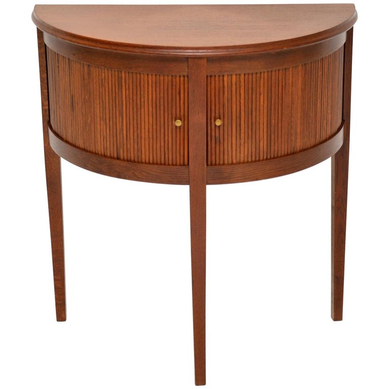 Antique Oak Tambour Front Console Table at 1stDibs | tambour console table