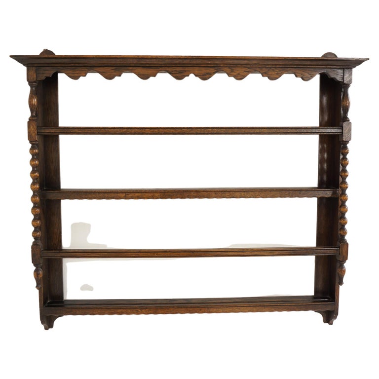 Antique Oak Wall Hanging Plate Rack Delft Rack, Scotland, 1910 at 1stDibs