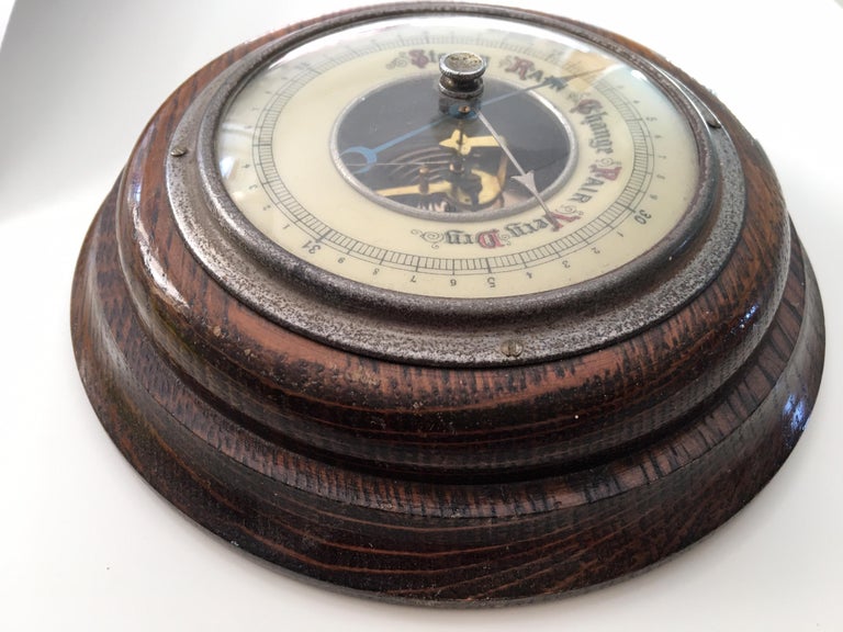Antique Oakwood Wall Barometer For Sale at 1stDibs