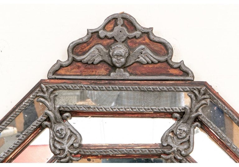 Antique Octagonal Mirror With Winged Angel Decoration For Sale at ...