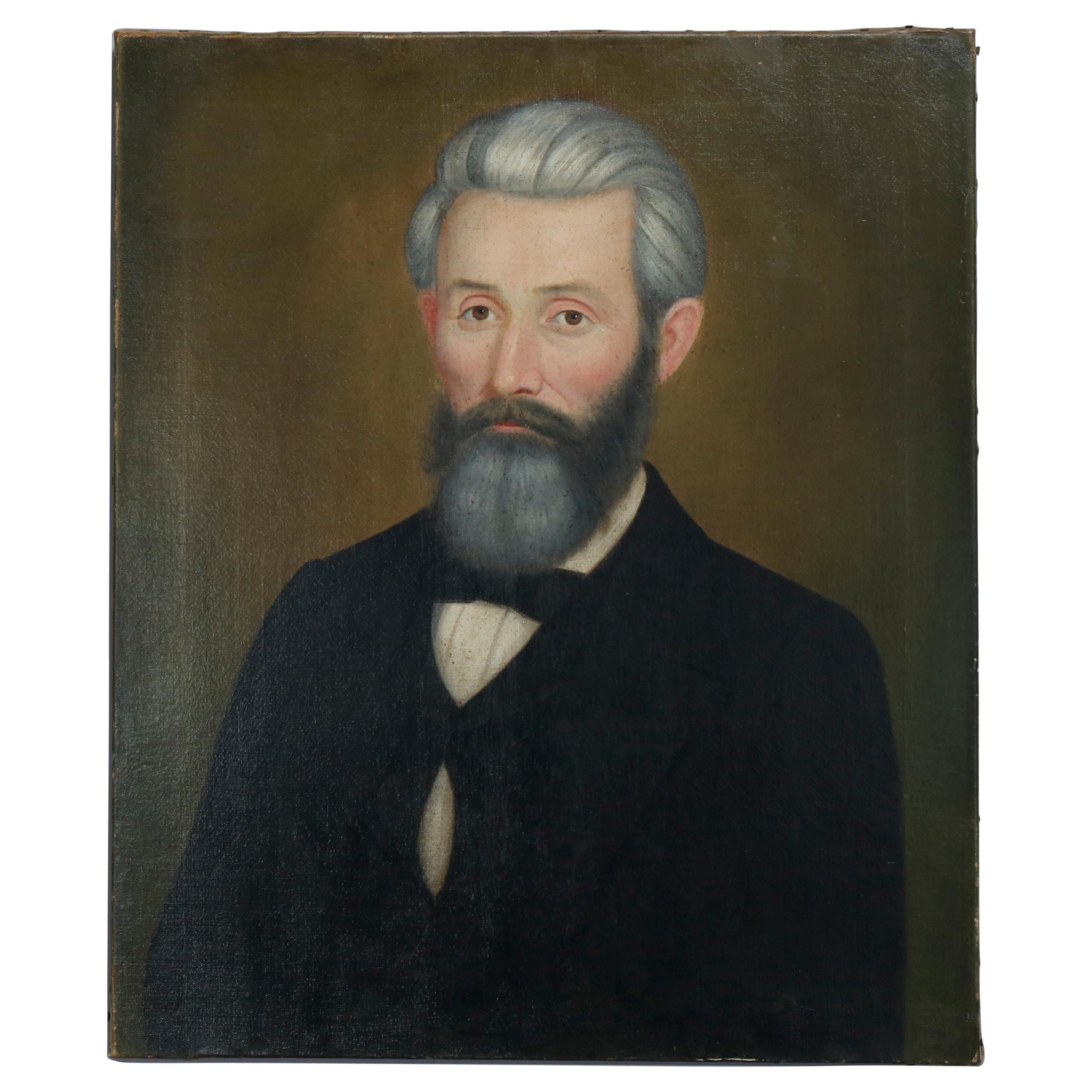 Antique Oil on Canvas Portrait Painting of a Gentleman Merchant, circa ...