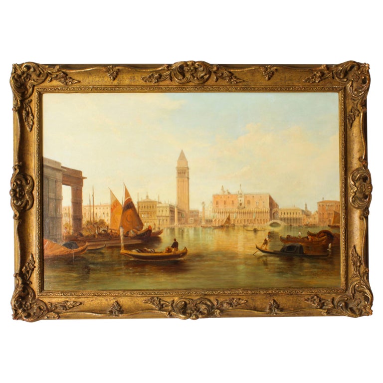 Antique Oil Painting Grand Canal Ducal Palace Venice Alfred Pollentine ...