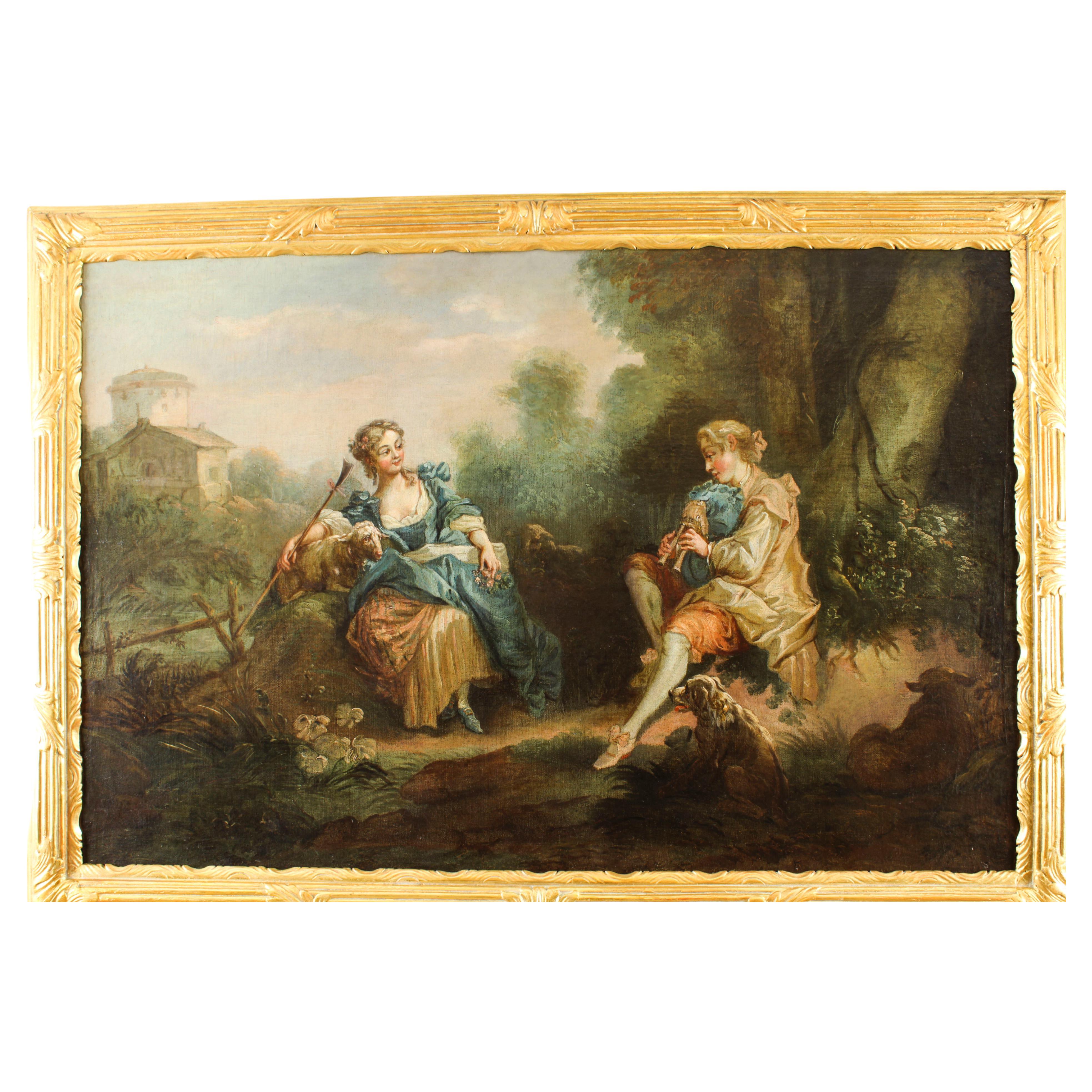 Antique Oil Painting Manner of Jean-Antoine Watteau the Serenade Early ...