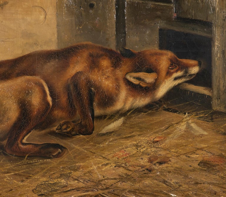 Antique Oil Painting of a Fox by Piet van Engelen For Sale at 1stDibs