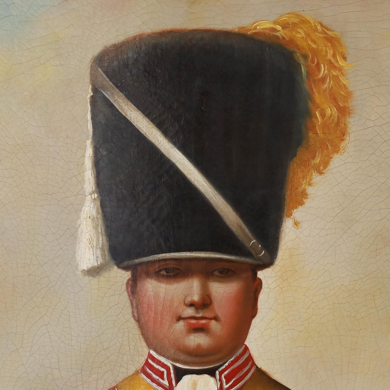 Antique Oil Painting on Canvas of a Soldier in Uniform For Sale at 1stDibs