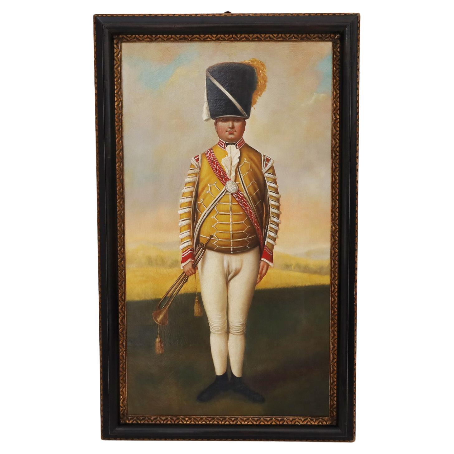 Antique Oil Painting on Canvas of a Soldier in Uniform For Sale at 1stDibs