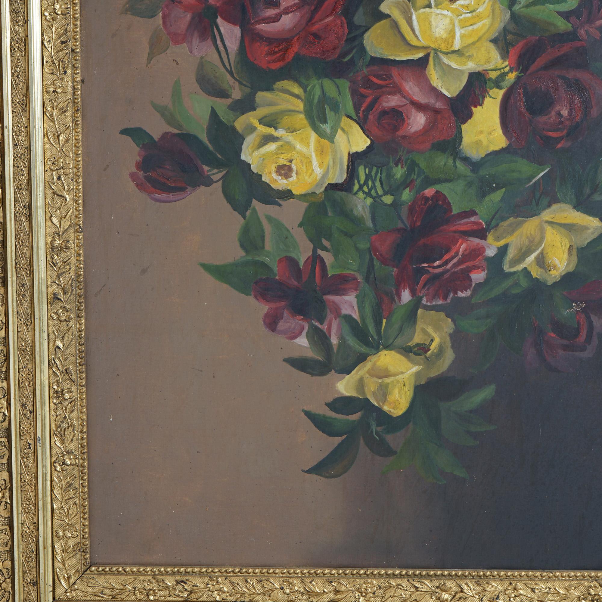 Antique Oil Painting, Still Life with Roses, Circa 1890 For Sale at 1stDibs
