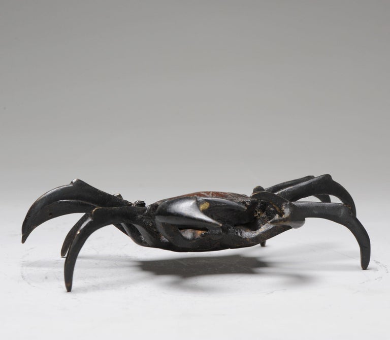 Antike japanische Okimono-Bronze-Statue einer Krabbe aus dem 19 ...