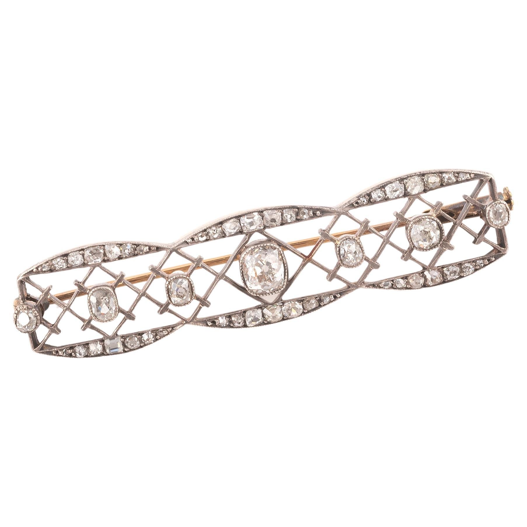 Antique Old Cut Diamond Brooch For Sale at 1stDibs