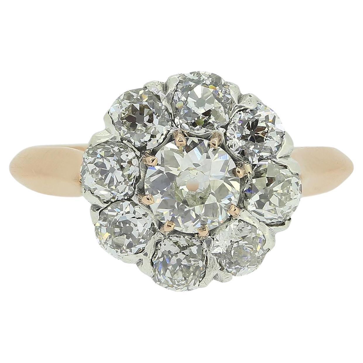 Antique Old Cut Diamond Cluster Ring For Sale at 1stDibs