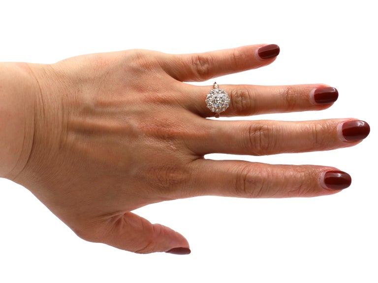 Antique Old European cut diamond coronet cluster ring in 18kt yellow ...