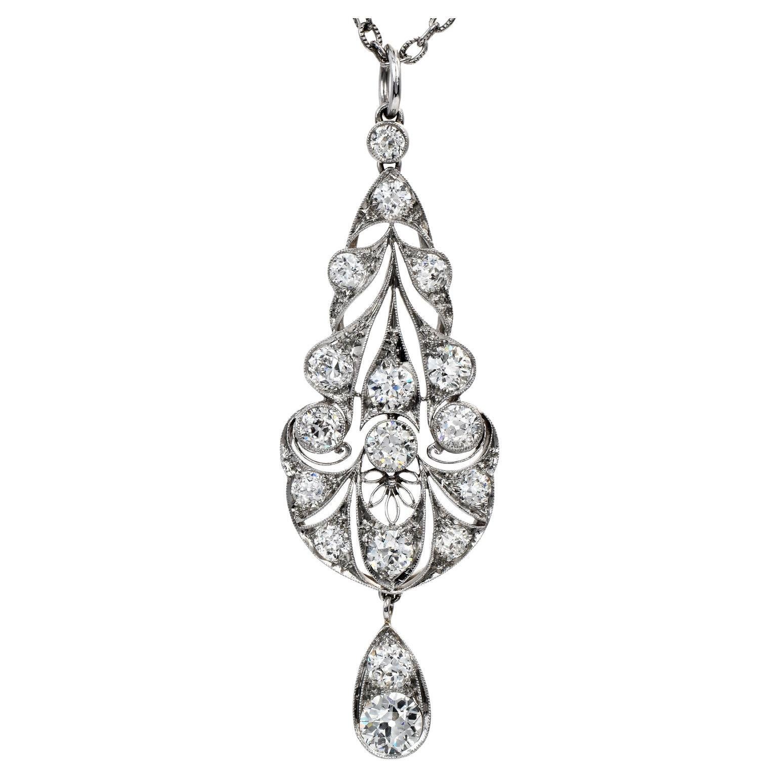 1.62ct VVS antique old European cut diamond pendant For Sale at 1stDibs