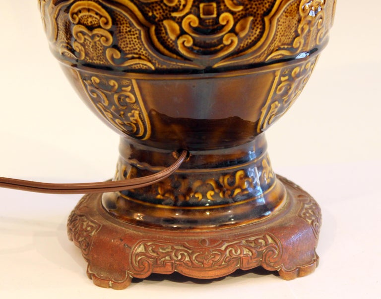 Antique Old Gien French Pottery Deck Style Oil Lamp 19th Century ...