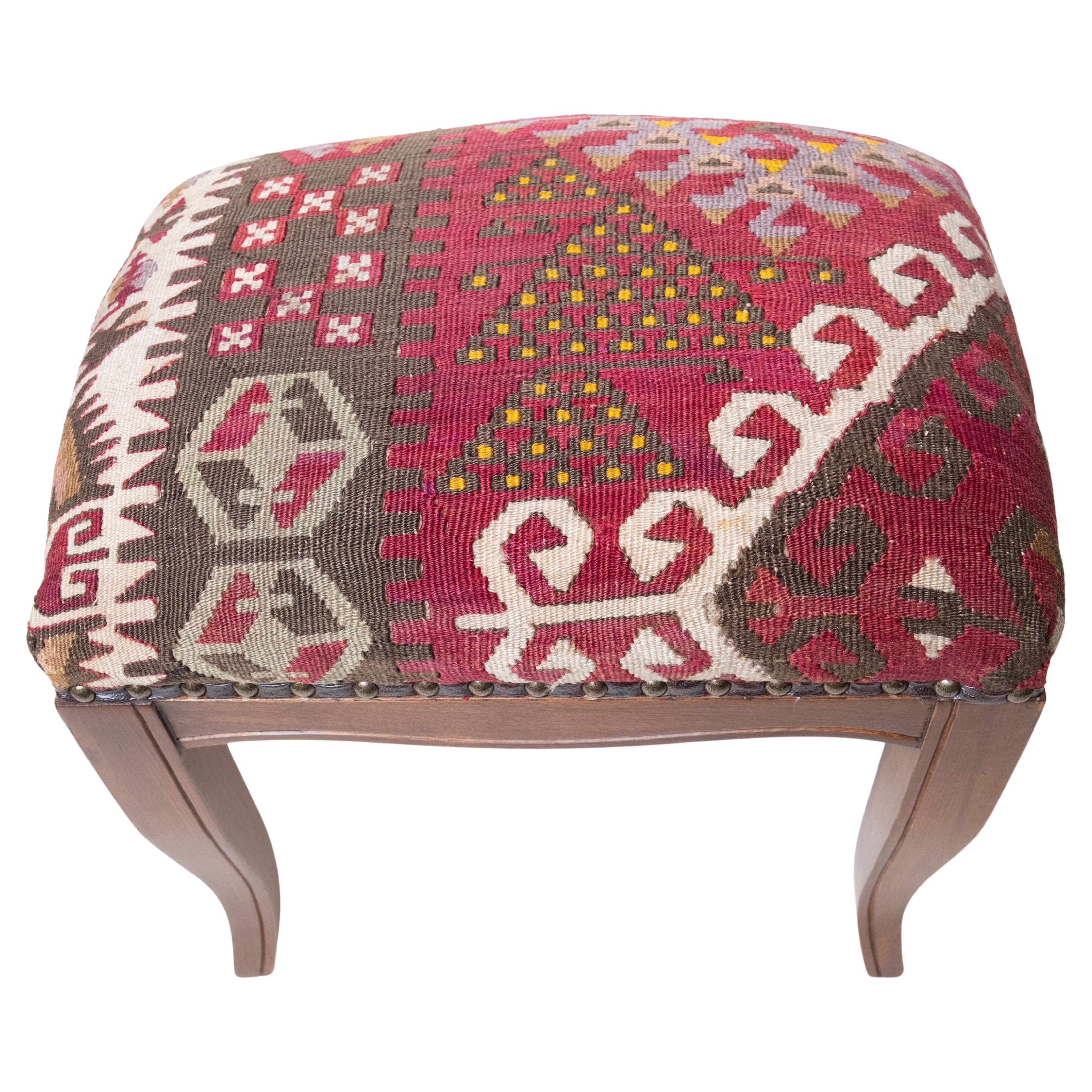 Custom Made Modern Ottoman with Vintage Turkish Anatolian Kilim Cover ...