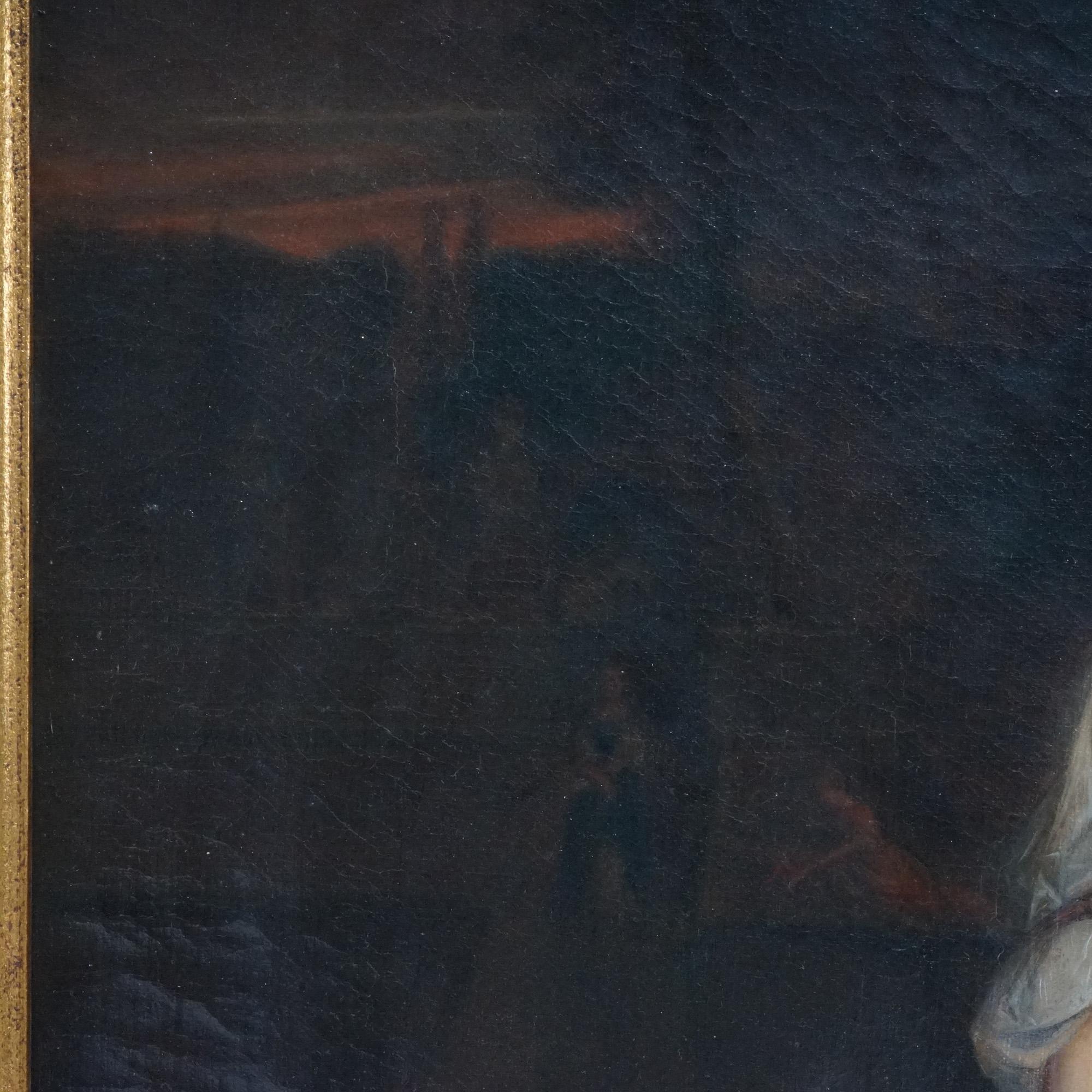 Antique Old Master Copy Oil Painting, Portrait of Woman in Red Dress ...