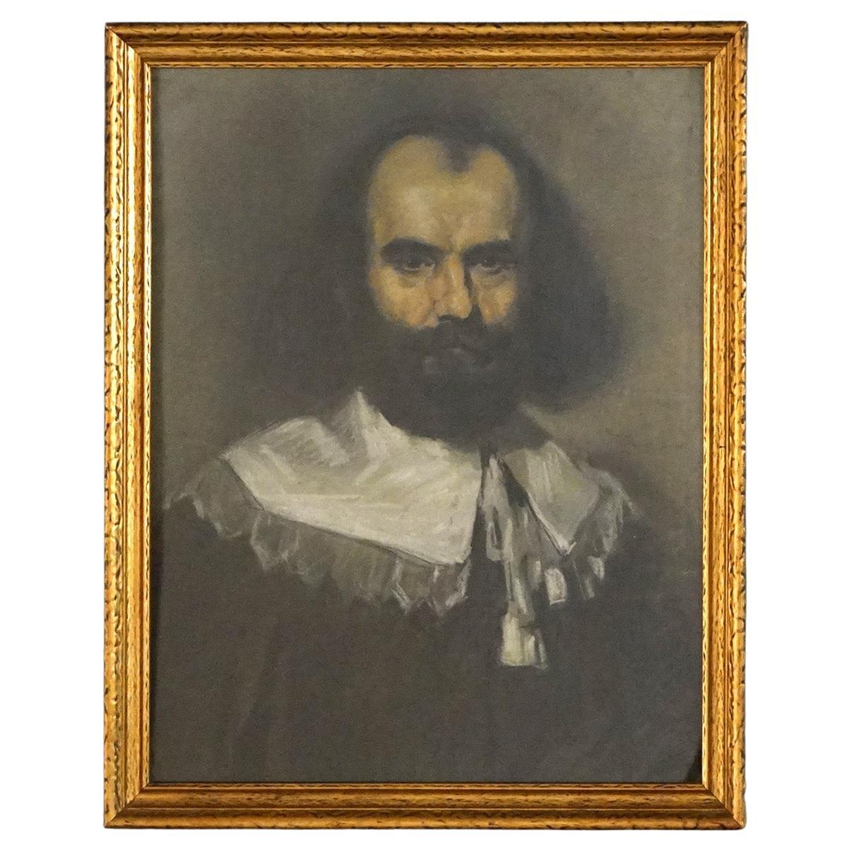 Ancienne peinture de portrait de maître au pastel d'Edward Siebert ...