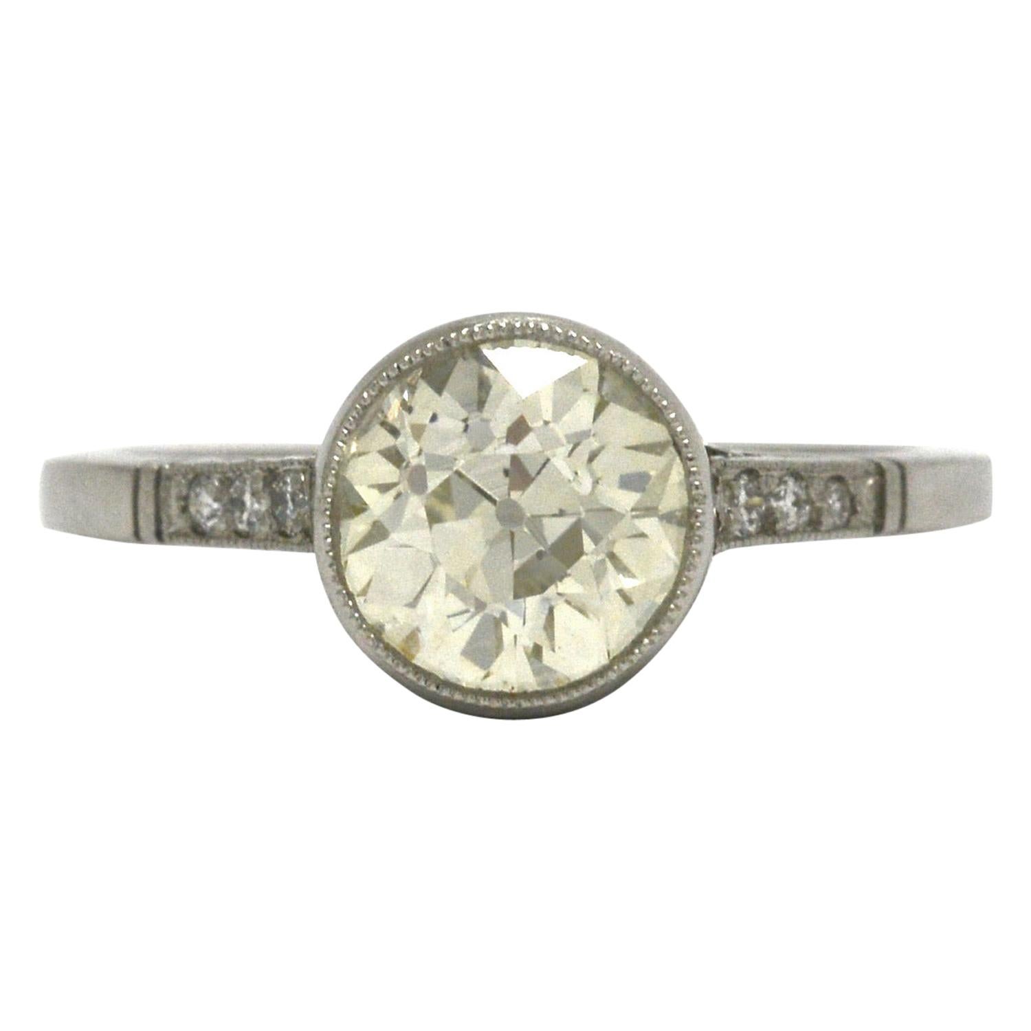 Classic Art Deco 1.76 Carat Old European Cut Diamond Platinum ...