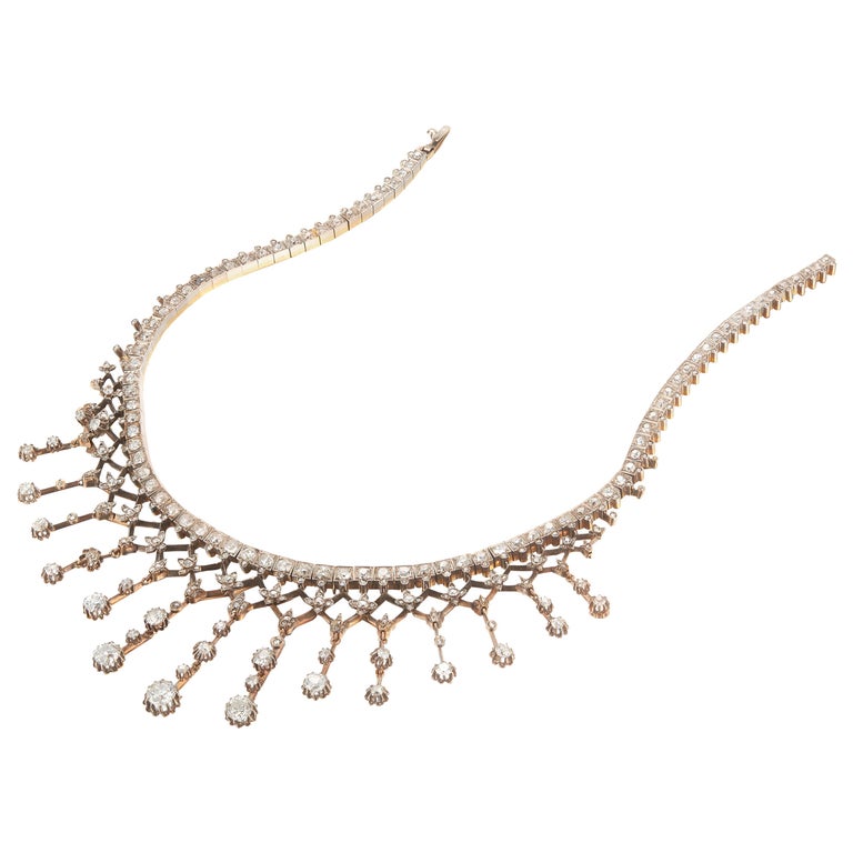 Collier ancien en diamants taille vieille mine En vente sur 1stDibs