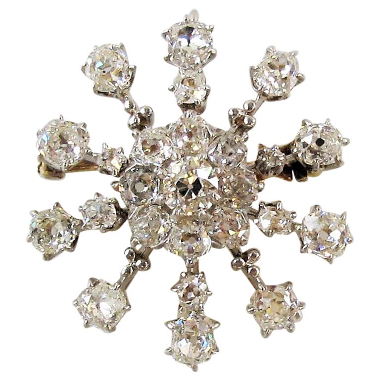 Estate Vintage Antique Platinum and 18 Karat Gold Snowflake Starburst ...