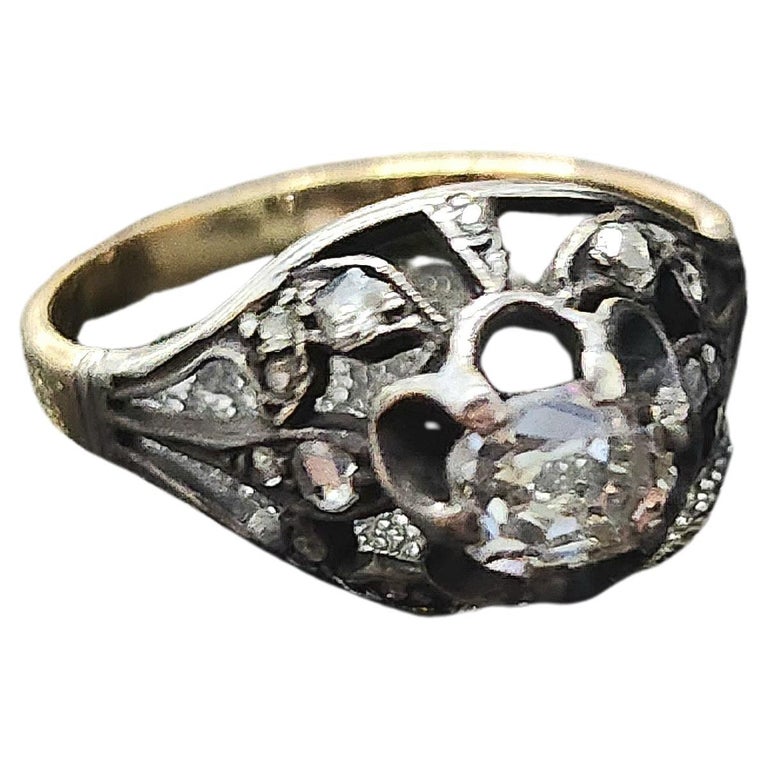 Antique Old Mine Cut Diamond Solitaire Ring For Sale at 1stDibs