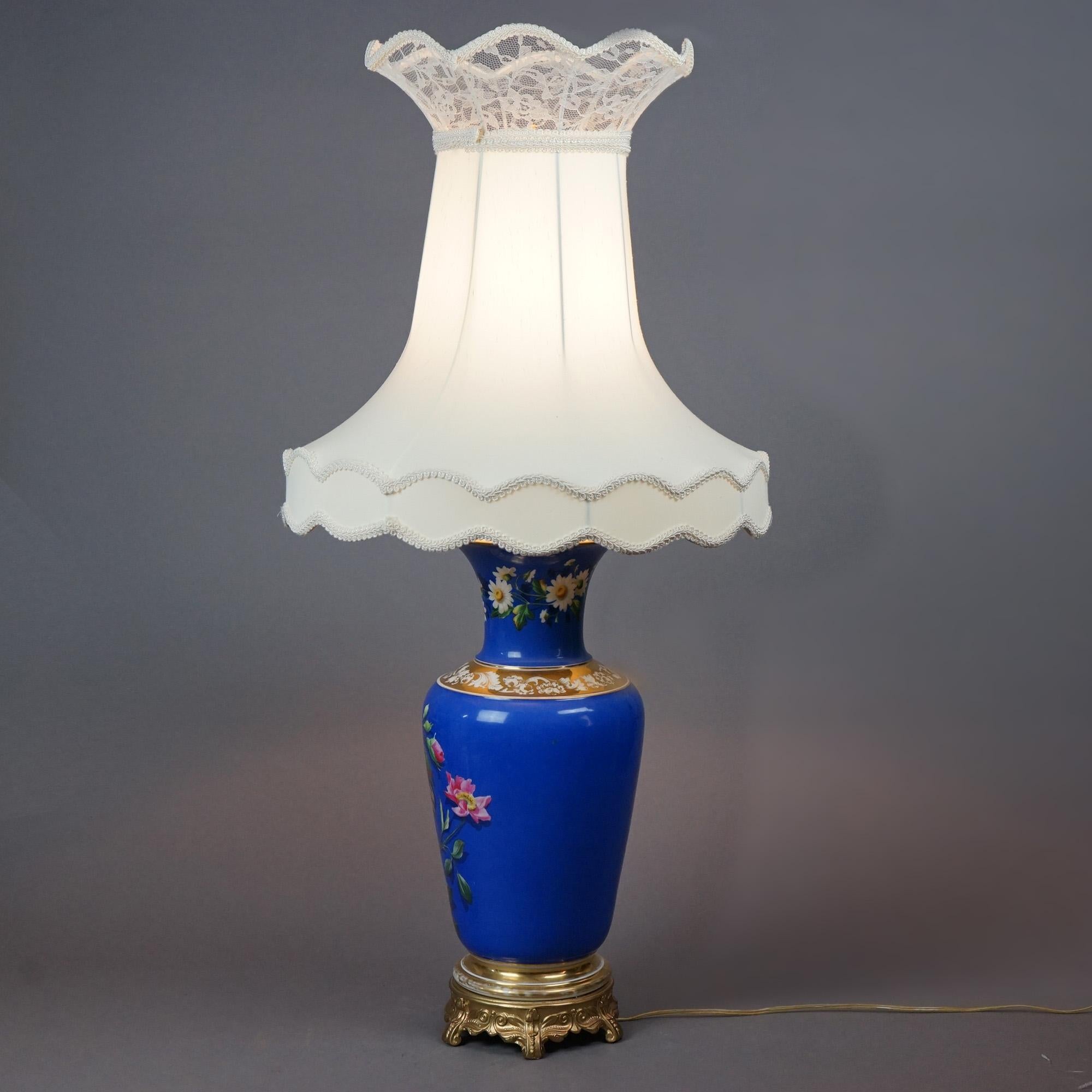 Antique Old Paris Porcelain Hand Painted Floral Table Lamp circa 1880 ...