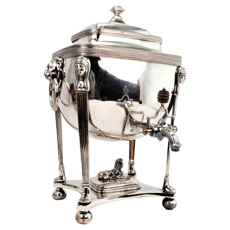 Antique Old Sheffield Silver Plated Hot Water Server with Egyptian ...