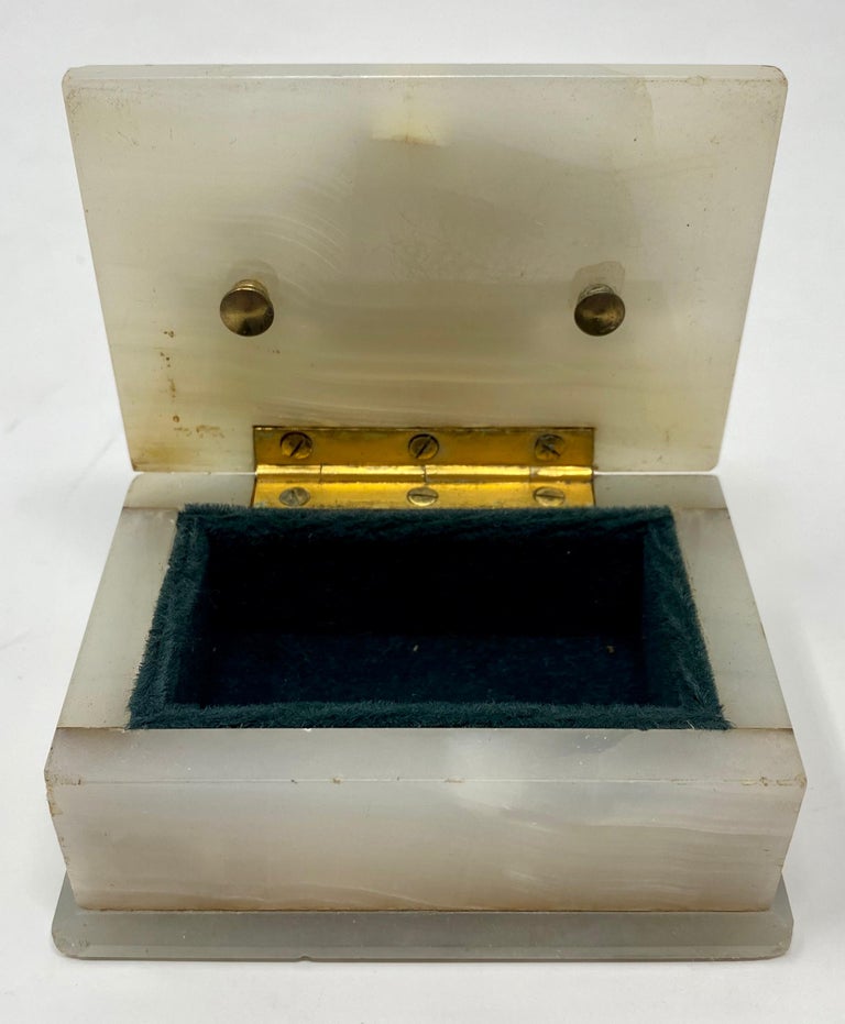 Antique Onyx and Bronze D'Ore Jewel Box Mounted with Banded Agate ...