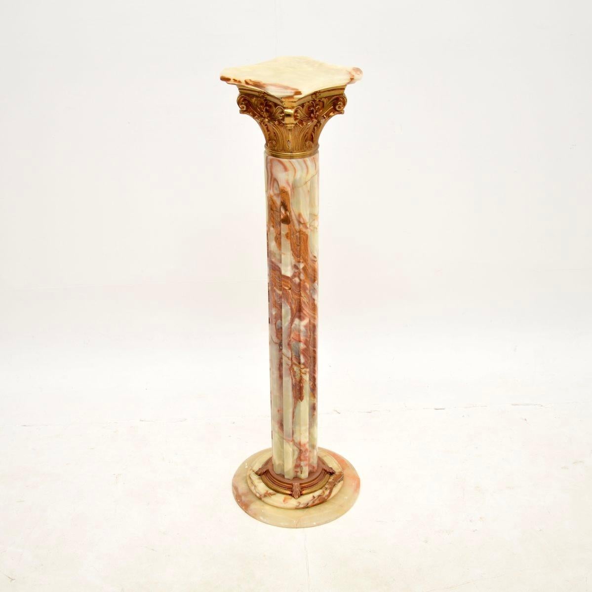 Antique Onyx and Gilt Metal Corinthian Column For Sale at 1stDibs