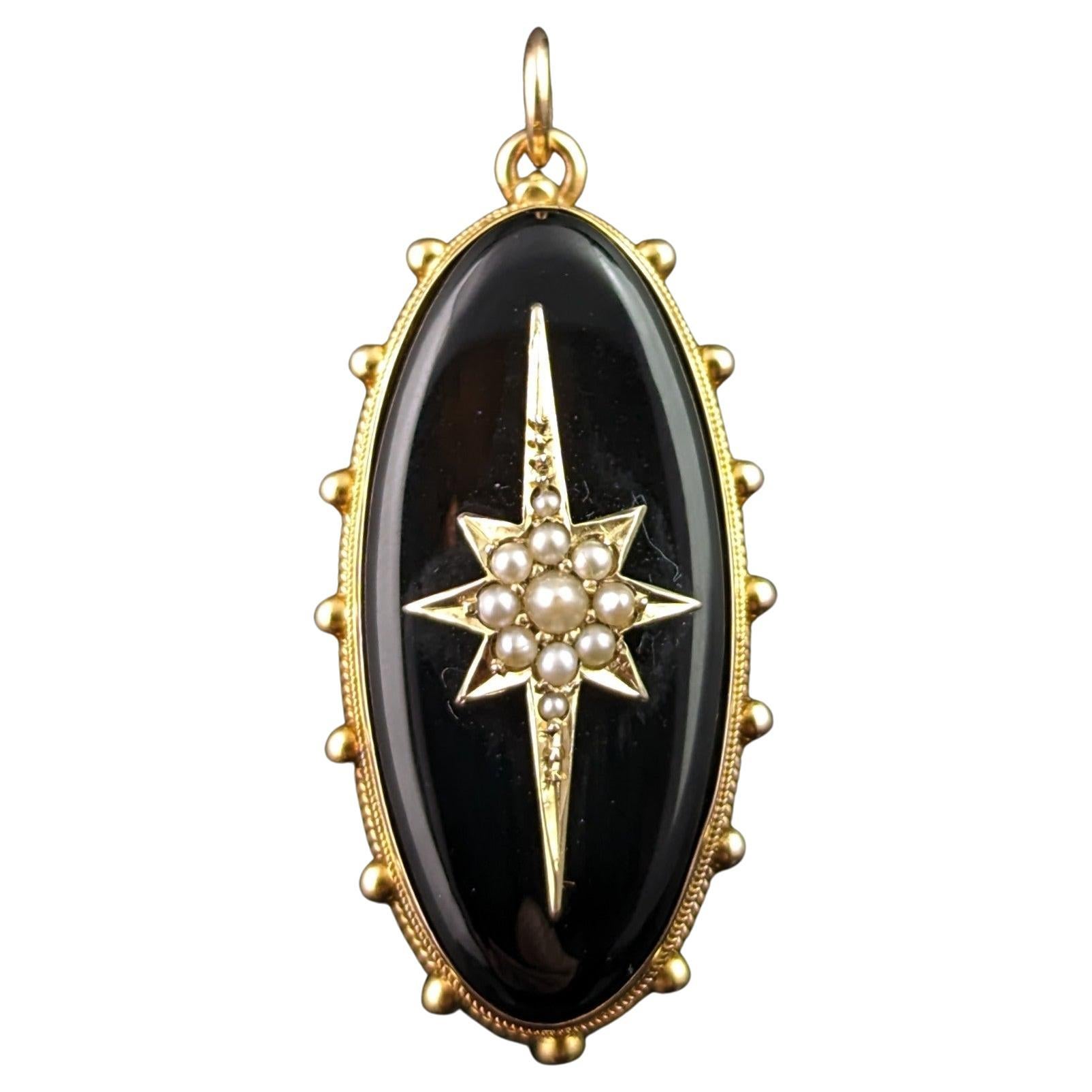 Antique Victorian Gold Locket Star and Crescent Ruby at 1stDibs