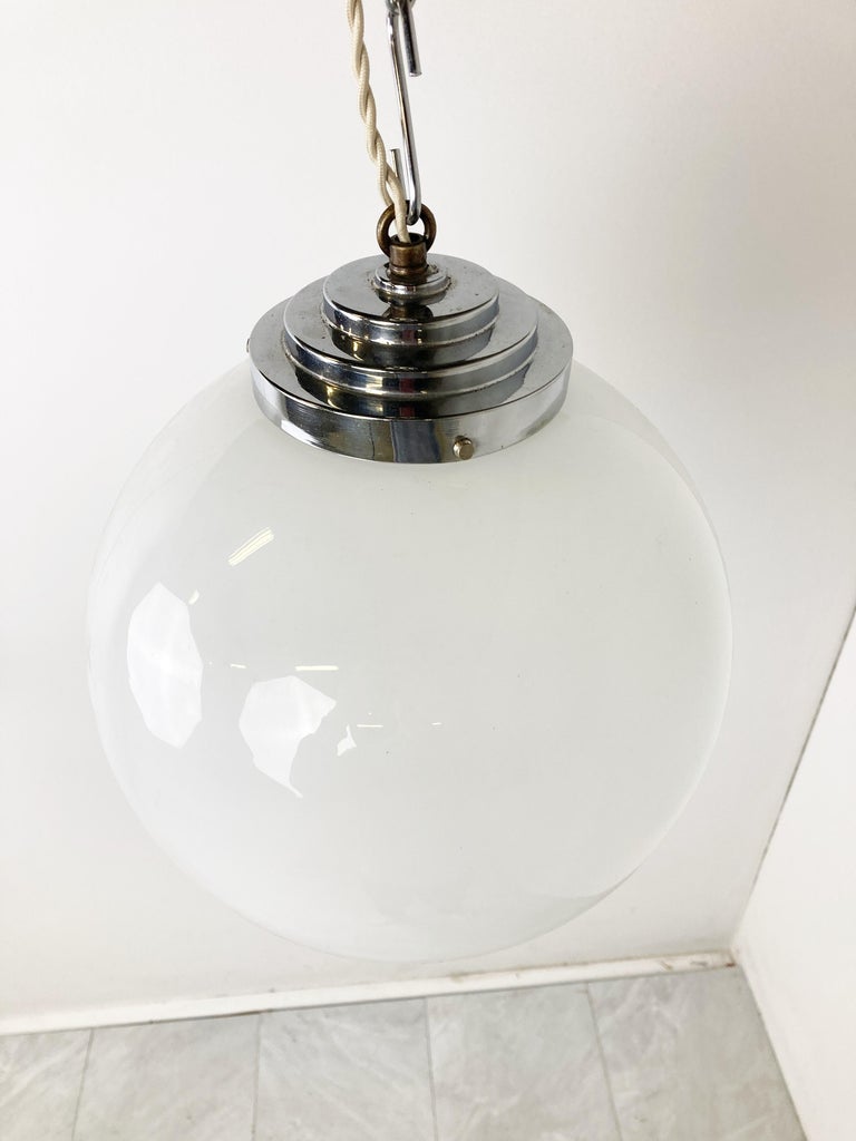 Antique Opaline Globe Pendant Light 1930s For Sale at 1stDibs