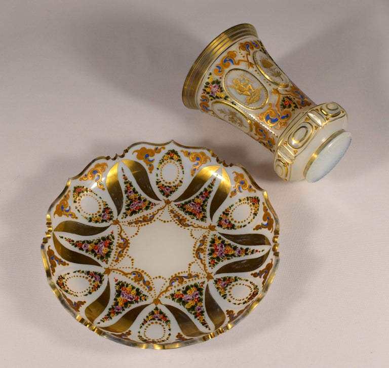 Antique Opaline Goblet with a Plate, Bohemian Glass 19th Century ...