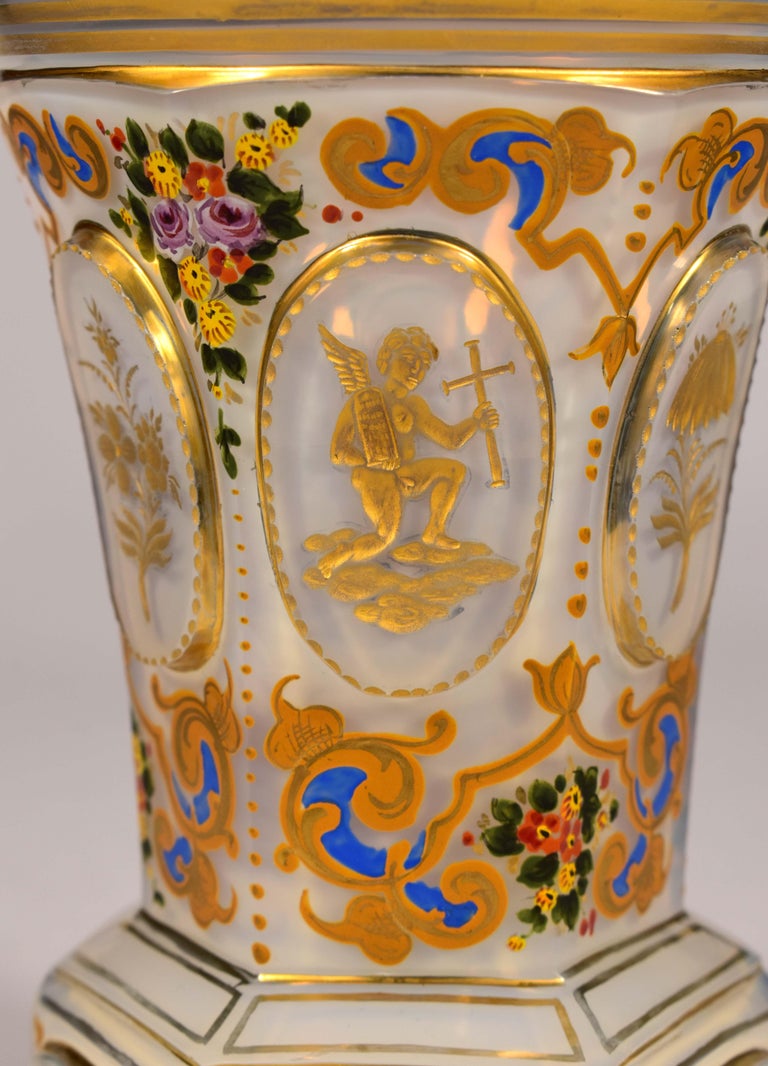 Antique Opaline Goblet with a Plate, Bohemian Glass 19th Century ...