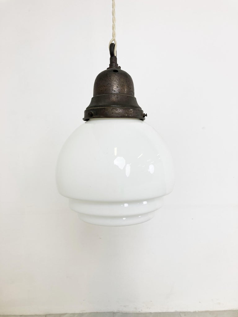 Antique opaline pendant light 1930s For Sale at 1stDibs