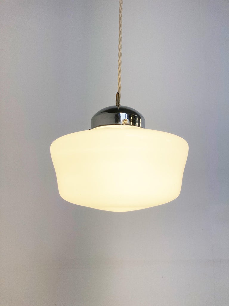 Antique Opaline Pendant Light, 1930s For Sale at 1stDibs