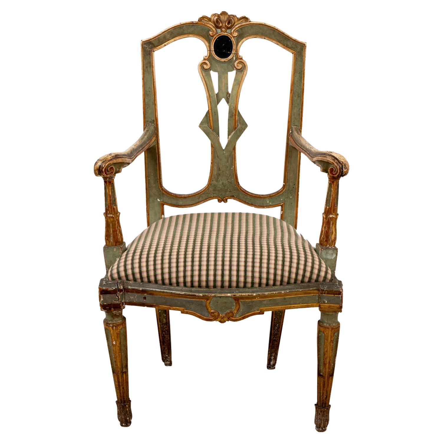 Italian Rococo Open Armchair at 1stDibs