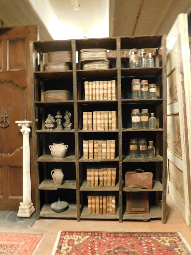 Antique Open Shelving Bookcase, Brown Walnut Wood, 19th Century Italy ...