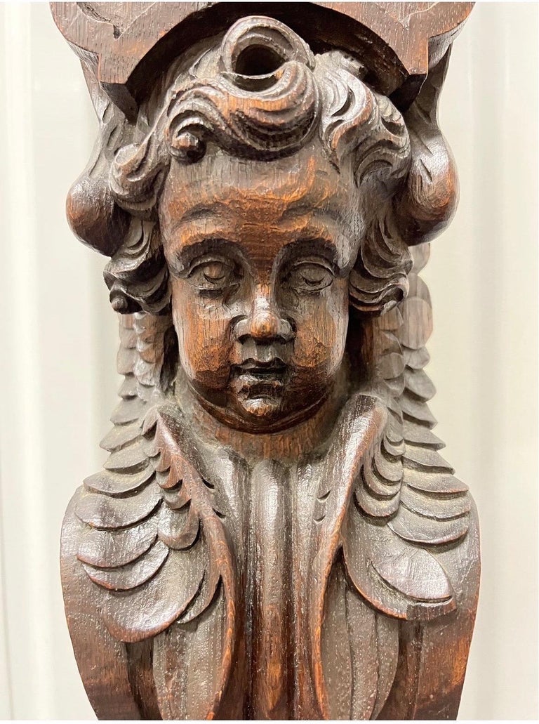 Antique Opposing Highly Carved Mahogany Wall Decor Mounts Angel and ...