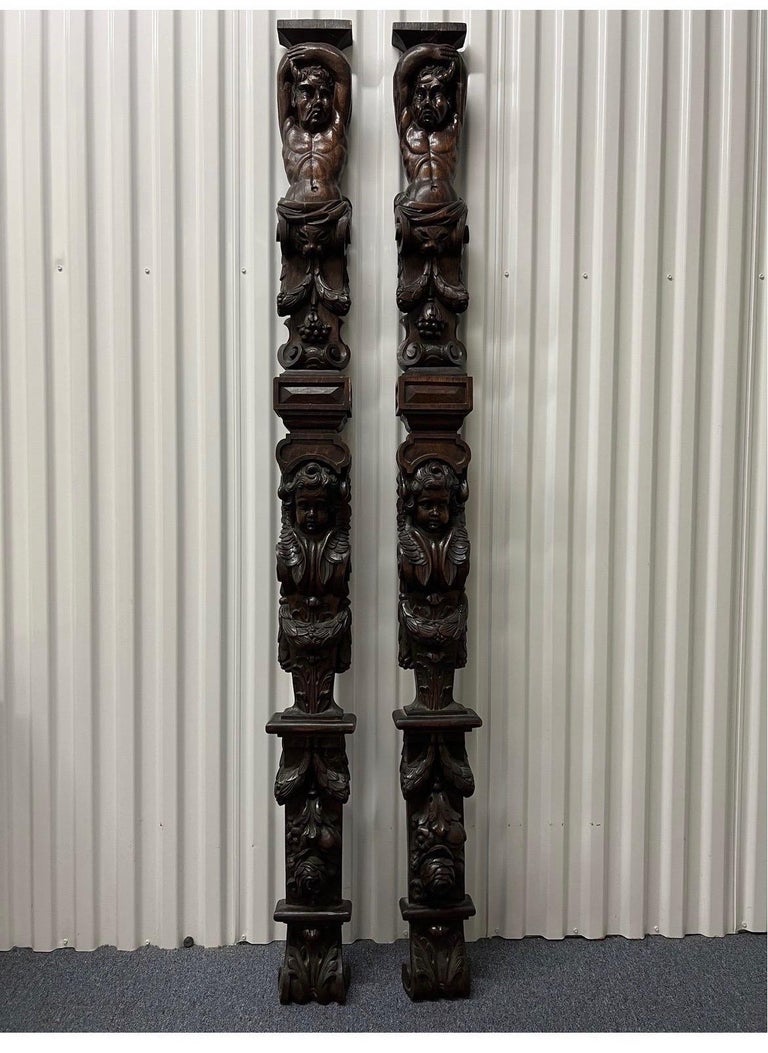 Antique Opposing Highly Carved Mahogany Wall Decor Mounts Angel and ...