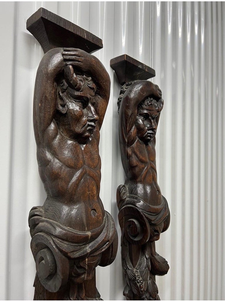 Antique Opposing Highly Carved Mahogany Wall Decor Mounts Angel and ...