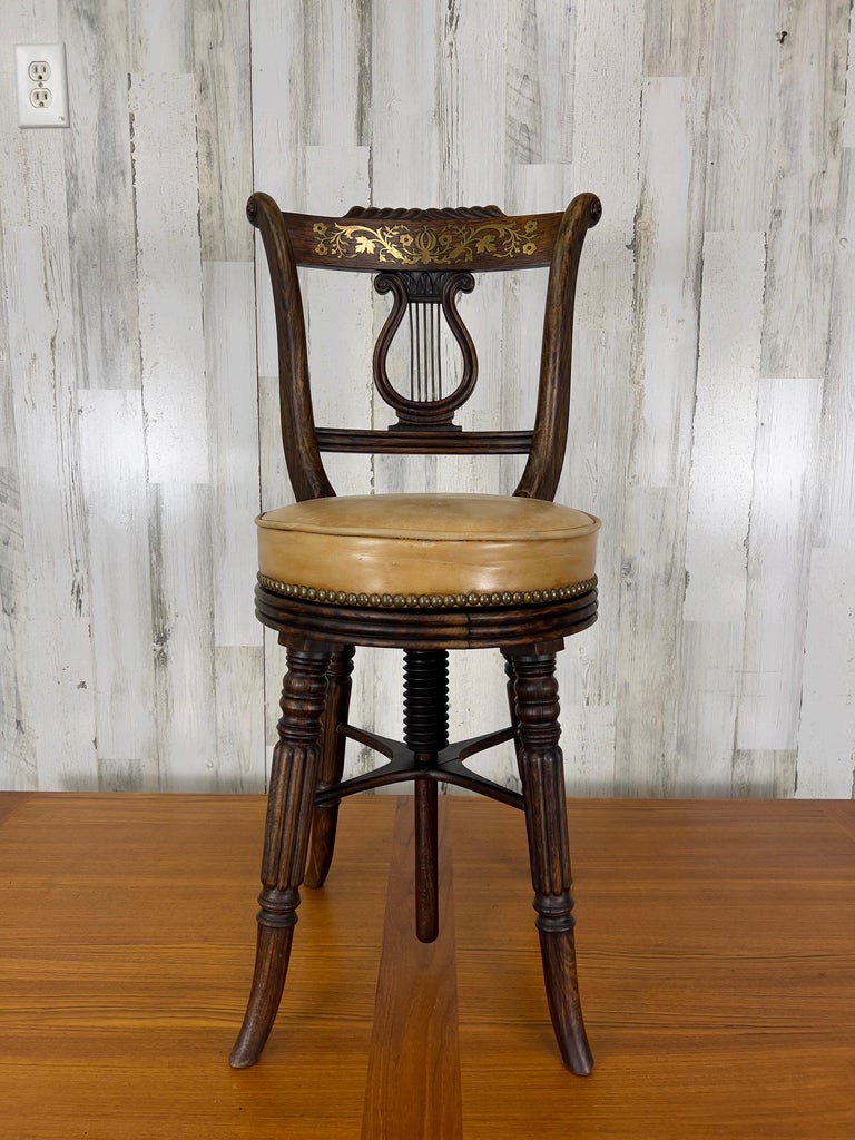 Antique Orchestra Chair with Lyre Back For Sale at 1stDibs