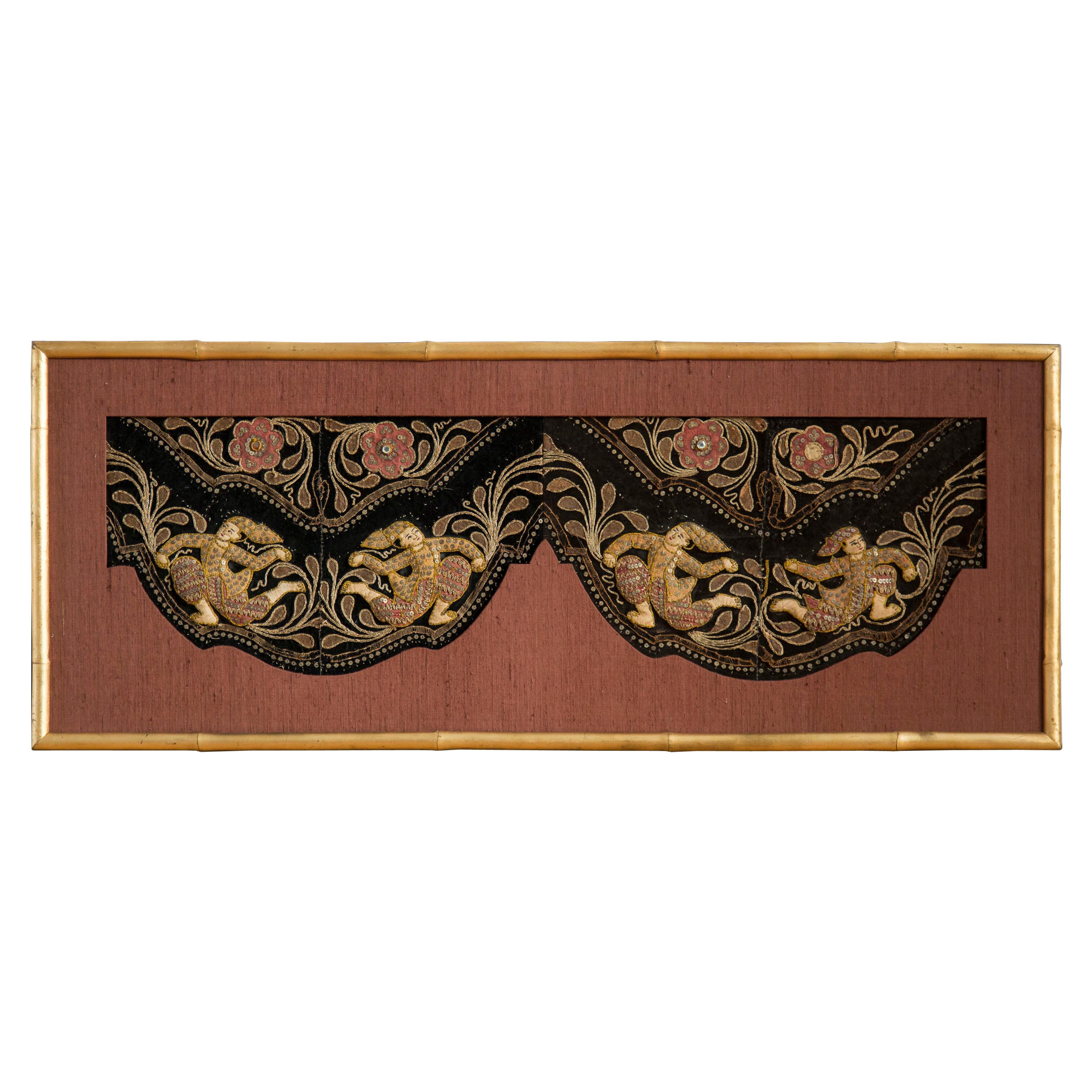 Antique Oriental Applique Embroidered Picture, 18th-19th Century at 1stDibs