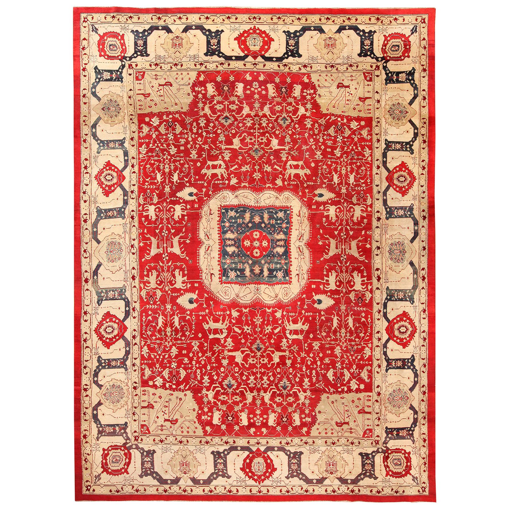 Antique Indian Agra Rug with Cypress Trees For Sale at 1stDibs