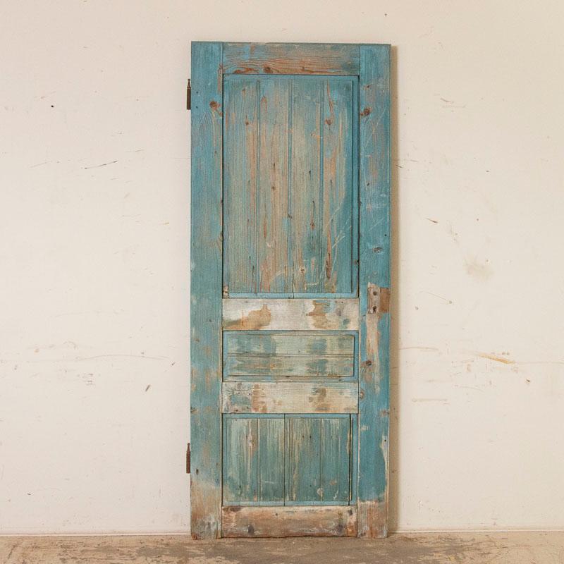 Antique Original Blue Painted Door with Architectural Panel Accents at ...