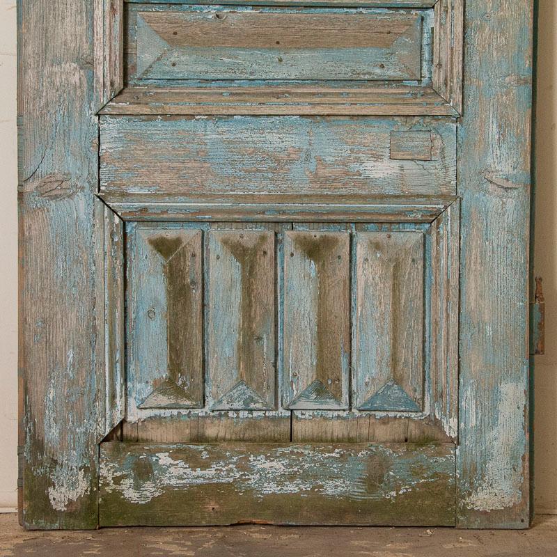 Antique Original Blue Painted Door with Architectural Panel Accents at ...